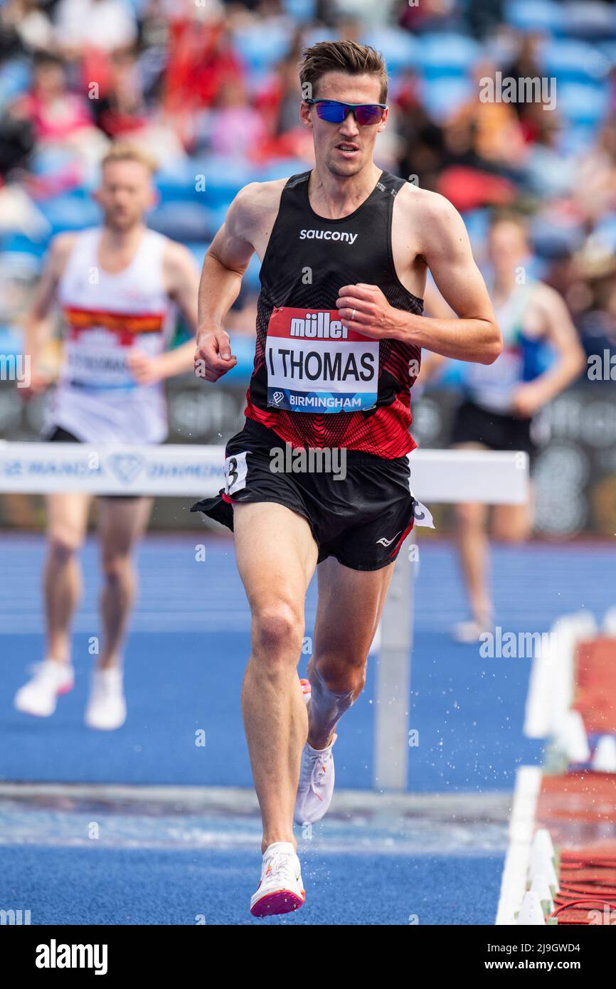 Leuan Thomas competing in the men’s 3000m steeplechase race at the ...