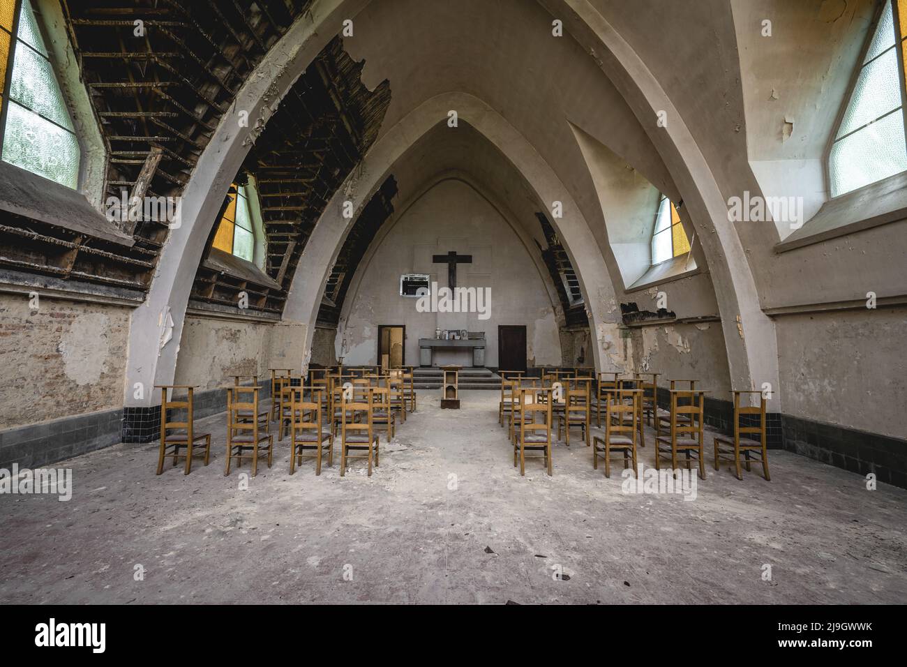 Urbex, abandoned old church somewhere in Belgium Stock Photo - Alamy