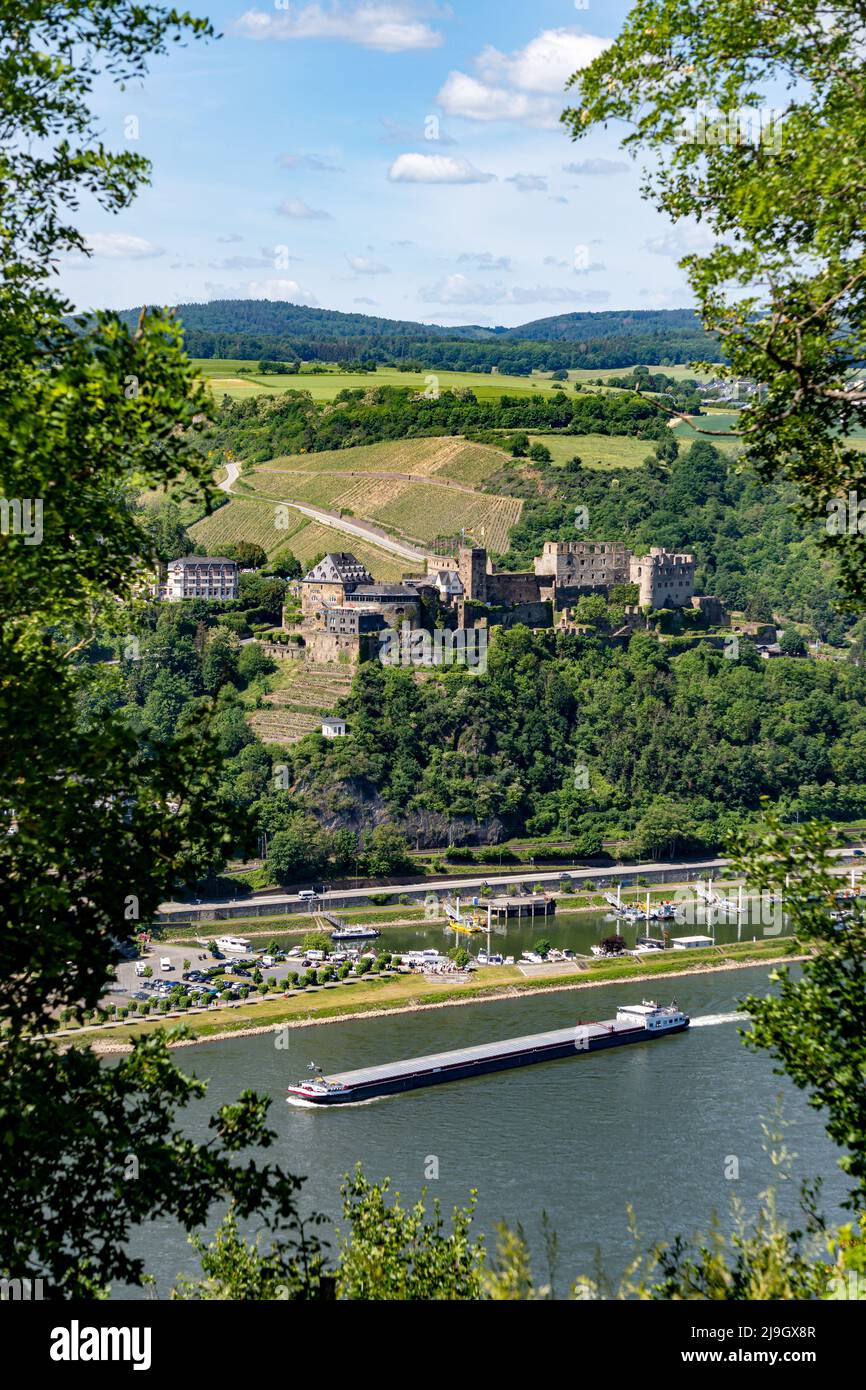Rheinfels Castle and the town Sankt Goar in Germany Stock Photo - Alamy