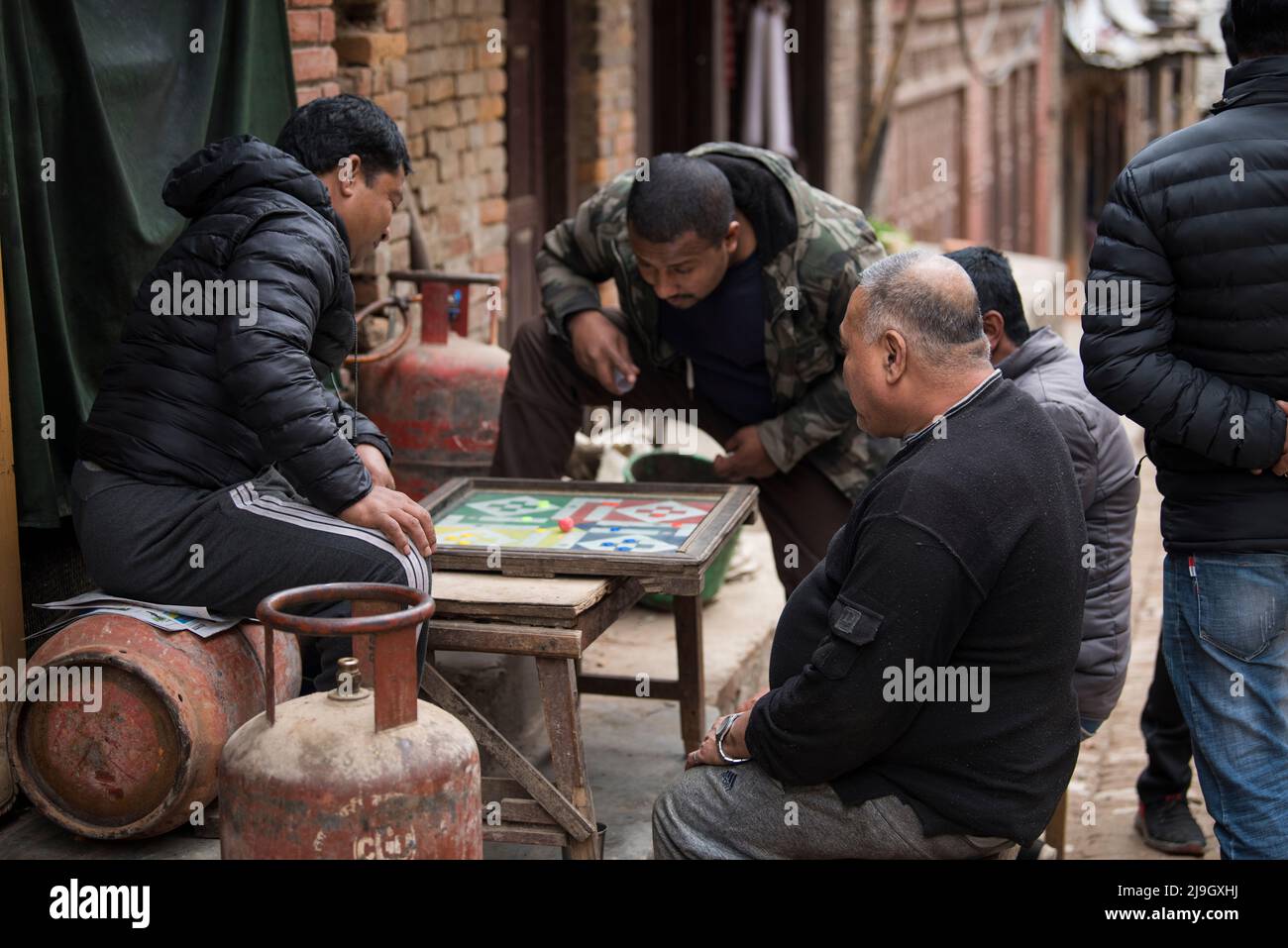 Kathmandu, Nepal- April 20,2022 : Local residents of Patan Durbar ...