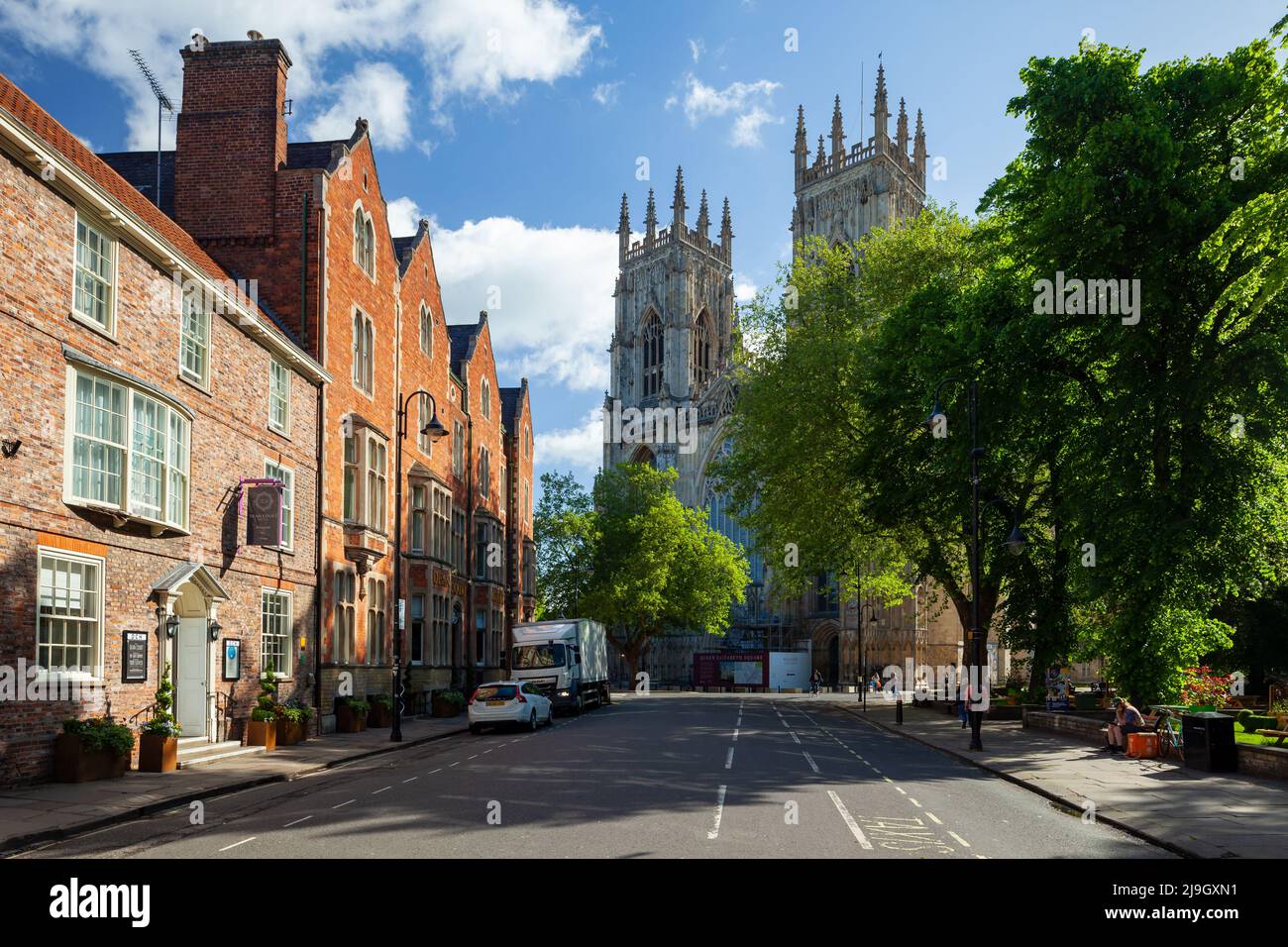 Spring morning on Duncombe Place in York city centre, England. York ...