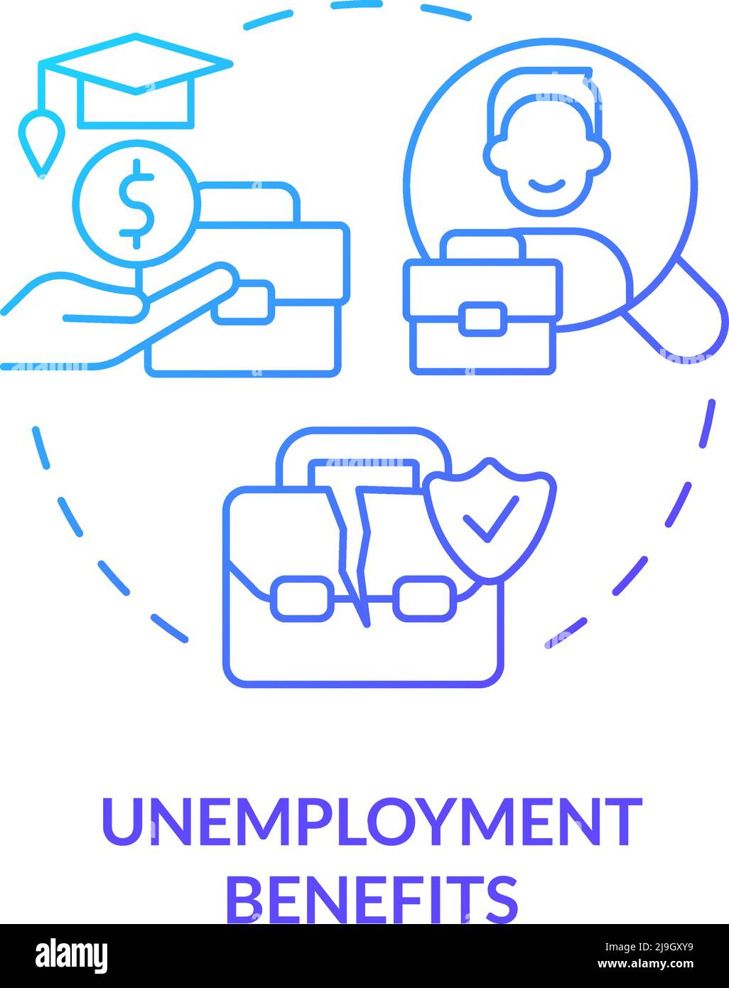Unemployment benefits blue gradient concept icon Stock Vector Image ...