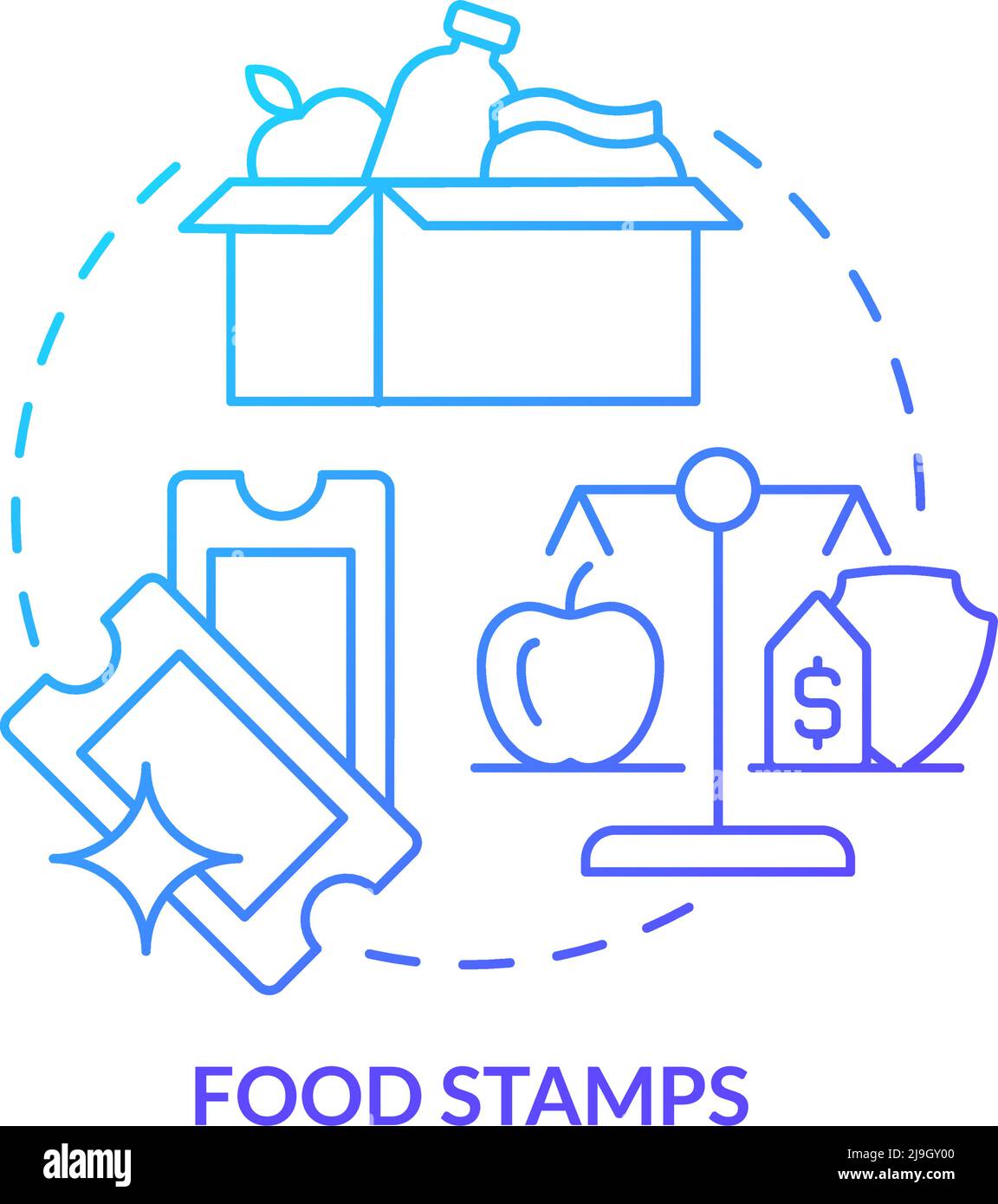Food stamps blue gradient concept icon Stock Vector Image & Art - Alamy