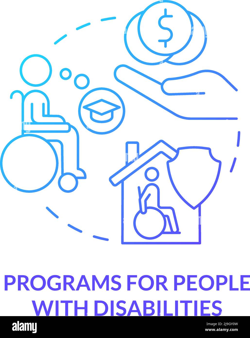 Programs for people with disabilities blue gradient concept icon Stock ... Programs for people with disabilities blue gradient concept icon Stock ...