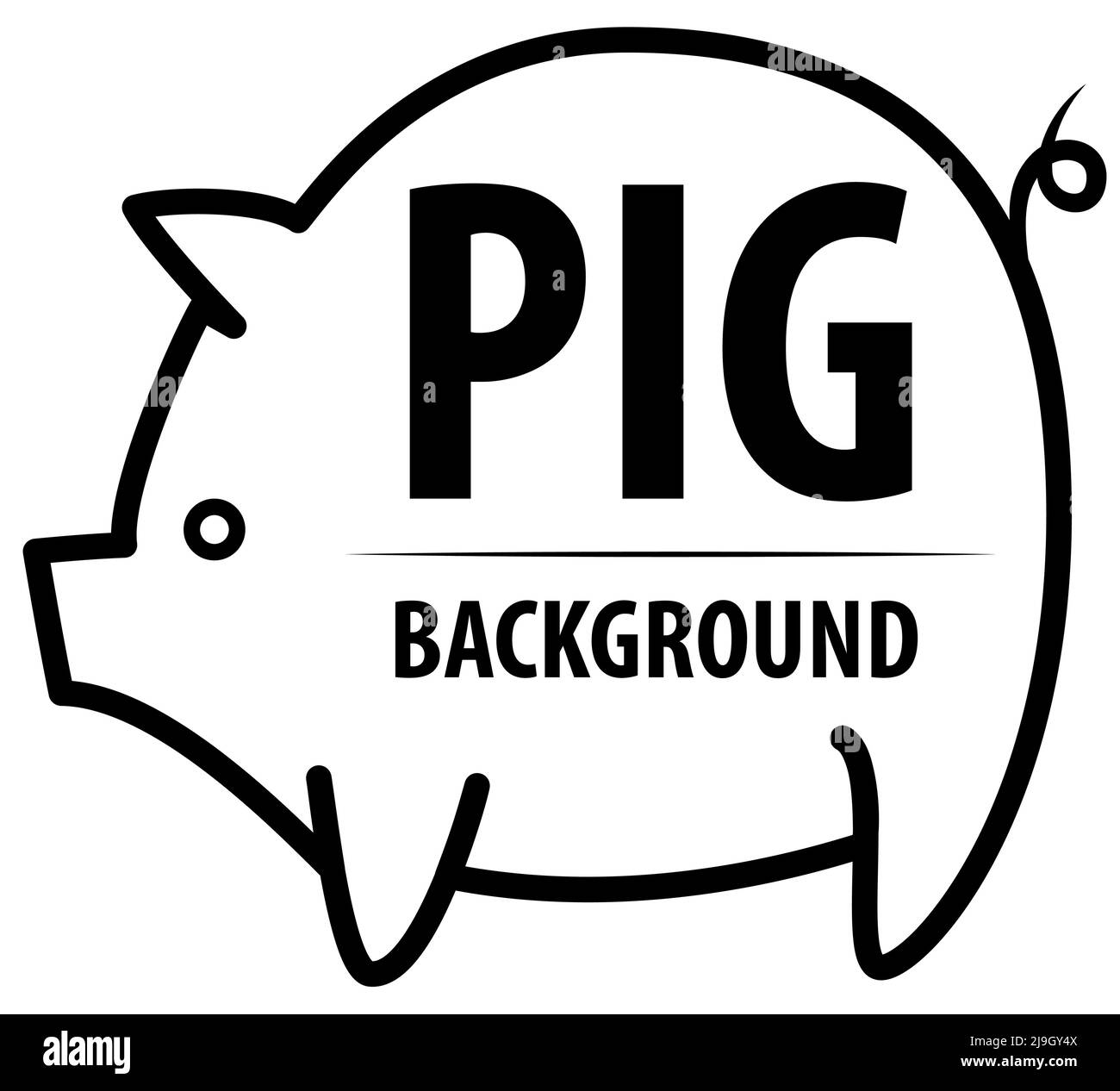 Big pig background. The contrast image. Cartoon flat characters. Vector ...