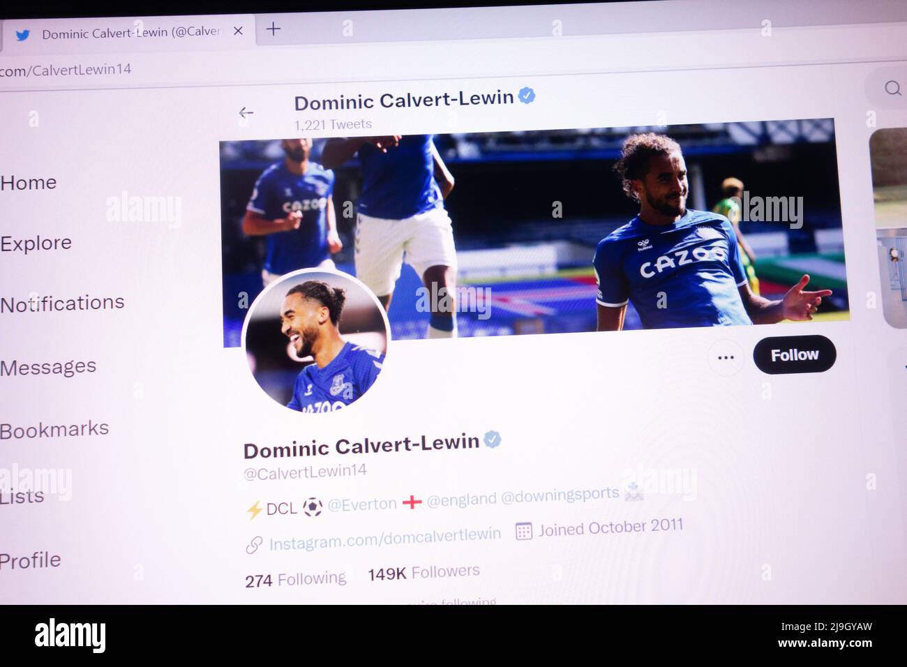 KONSKIE, POLAND - May 21, 2022: Dominic Calvert-Lewin official Twitter ...