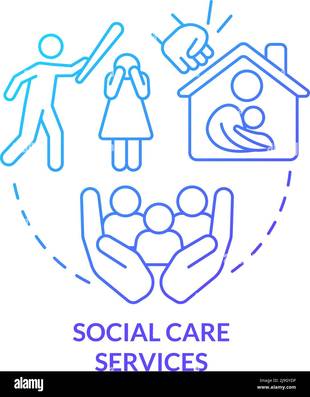 Social care services blue gradient concept icon Stock Vector Image ...