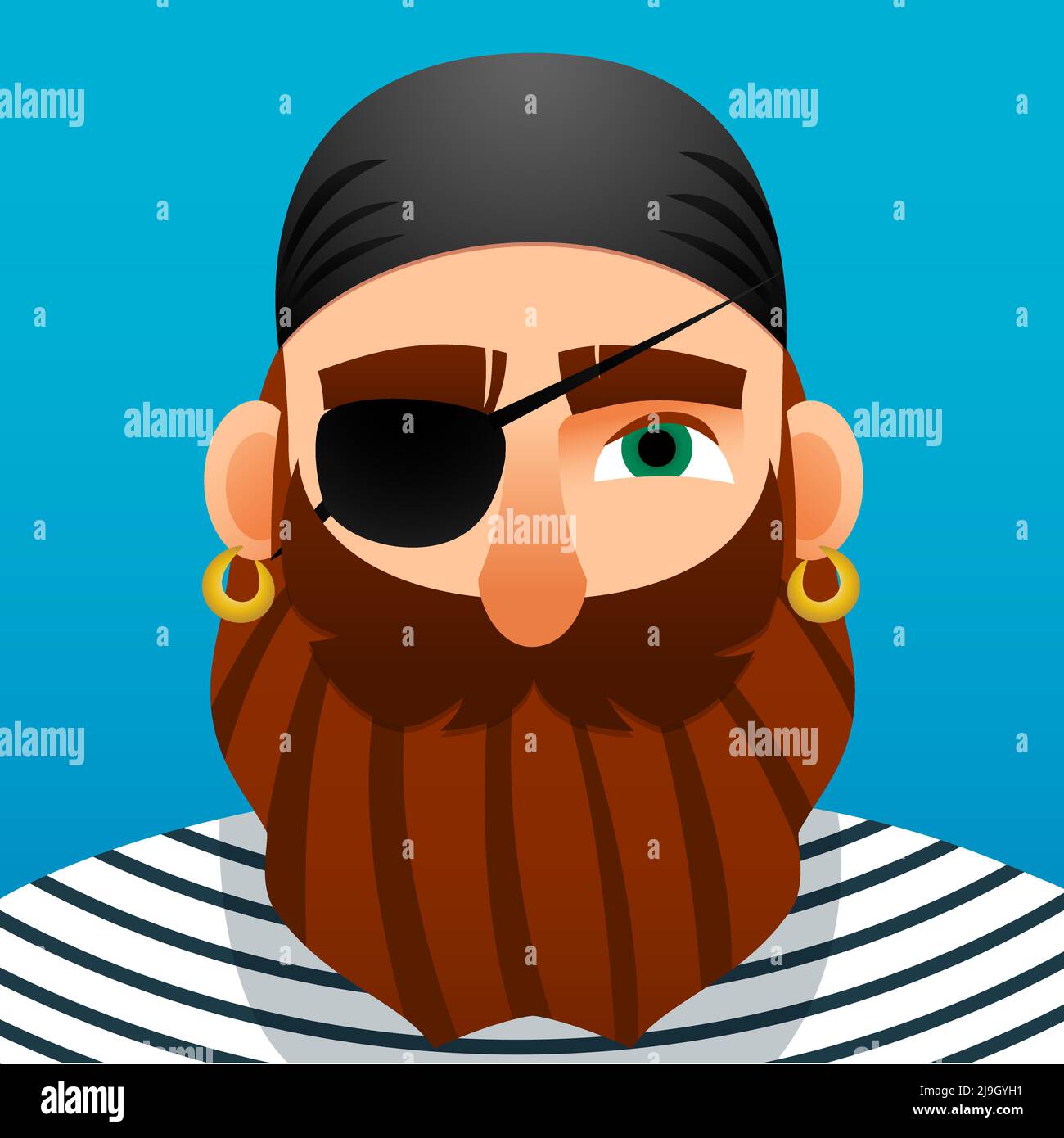 Portrait of a pirate. Cartoon style. Vector Image Stock Vector Image ...