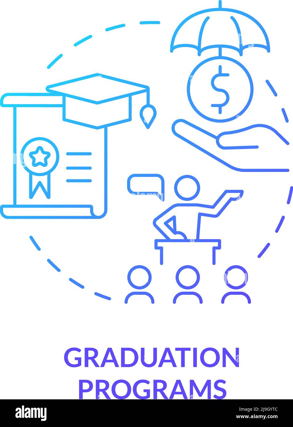 Graduation programs blue gradient concept icon Stock Vector Image & Art ...