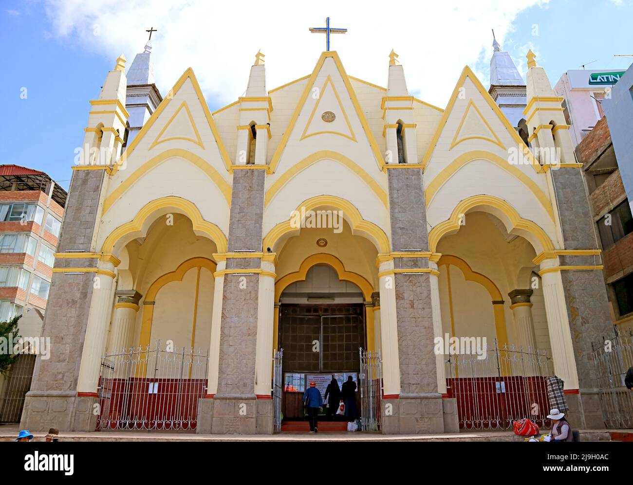 Stunning Facade of The San Juan Bautista Temple in Puno, Peru, South ...
