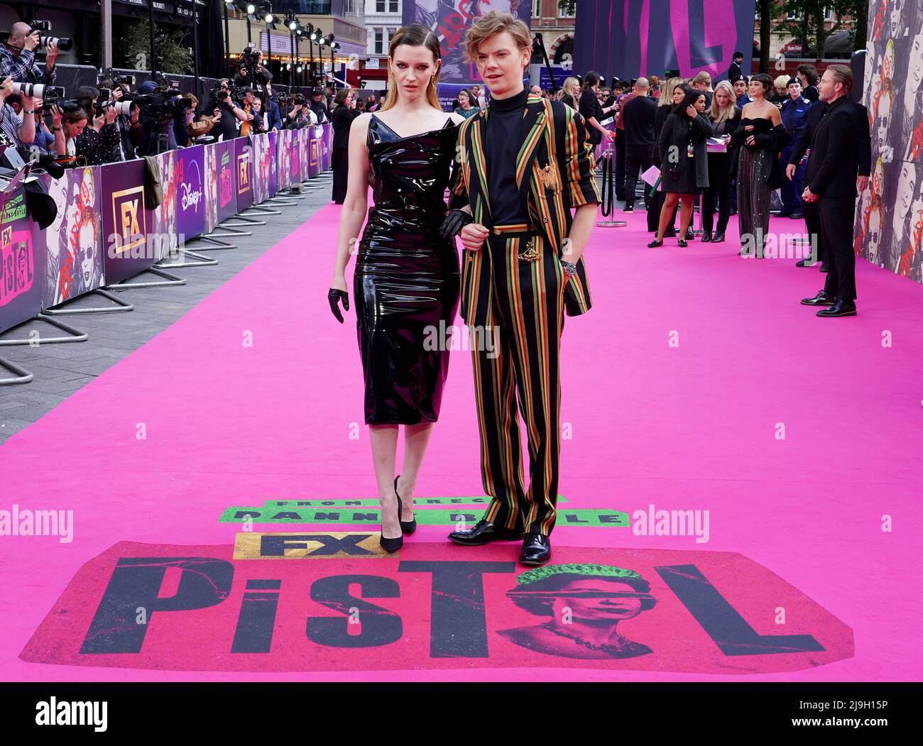 Talulah Riley (left) and Thomas Brodie-Sangster arriving for the ...