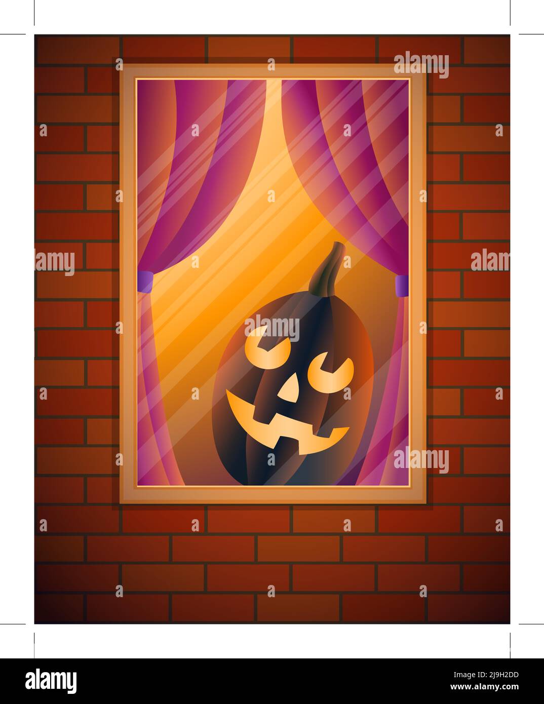 Halloween pumpkin in the window. Vector illustration Stock Vector Image ...
