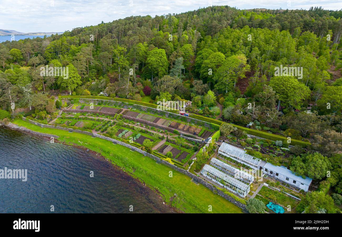 Aerial view of Inverewe Garden on North Coast 500 in Wester Ross ...