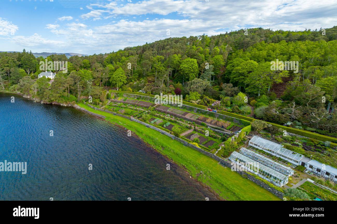 Aerial view of Inverewe Garden on North Coast 500 in Wester Ross ...
