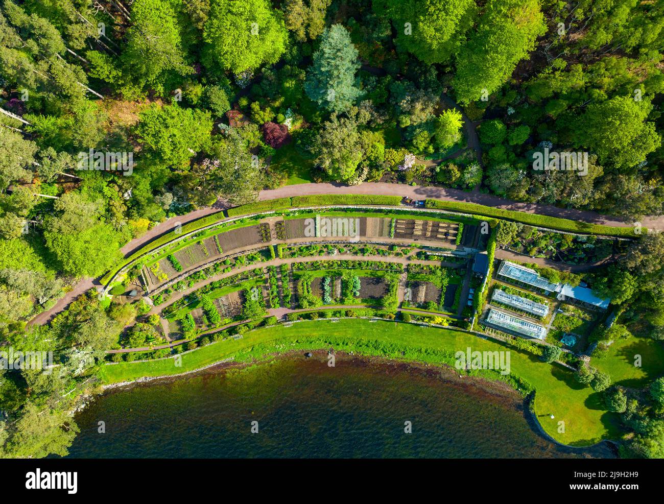 Aerial view of Inverewe Garden on North Coast 500 in Wester Ross ...