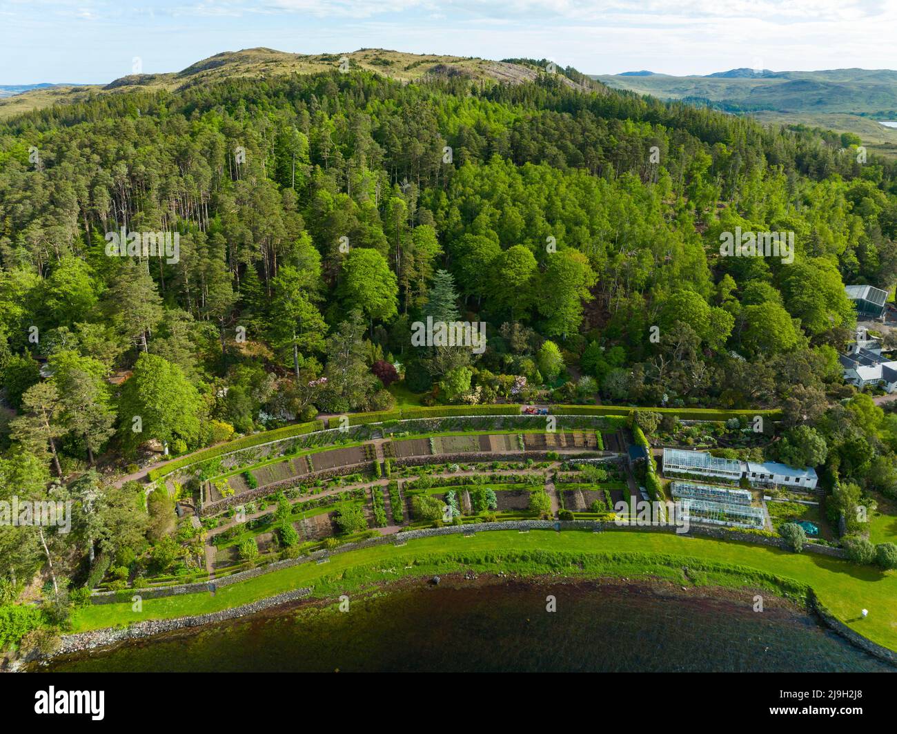 Aerial view of Inverewe Garden on North Coast 500 in Wester Ross ...
