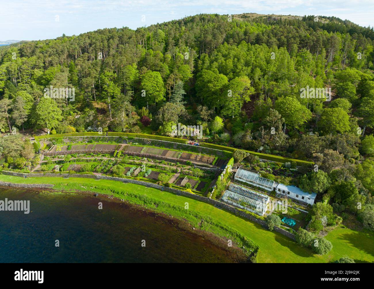 Aerial view of Inverewe Garden on North Coast 500 in Wester Ross ...