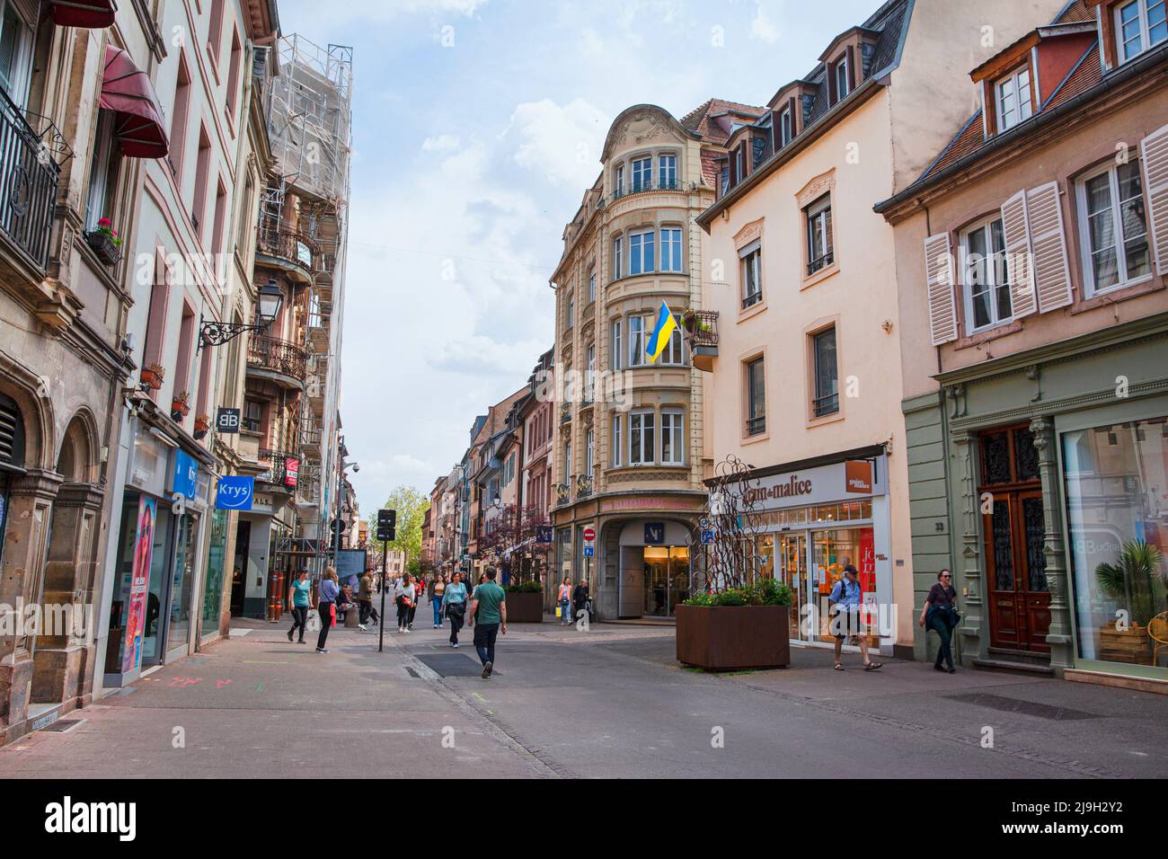 3 of May 2022, Colmar, France. Old medieval street with half timbered ...