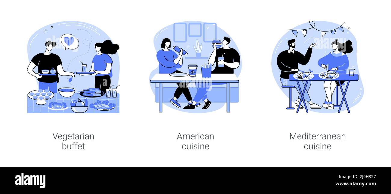 Eating in a restaurant isolated cartoon vector illustrations se Stock ...