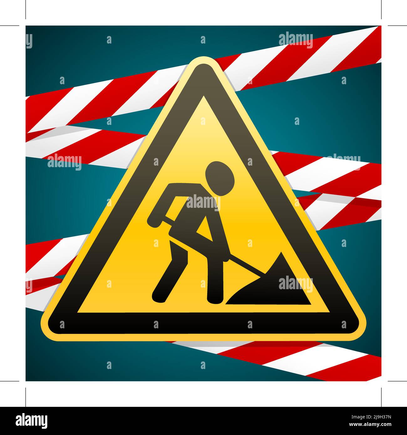Sign repair works and barrier tapes. Vector illustration Stock Vector ...