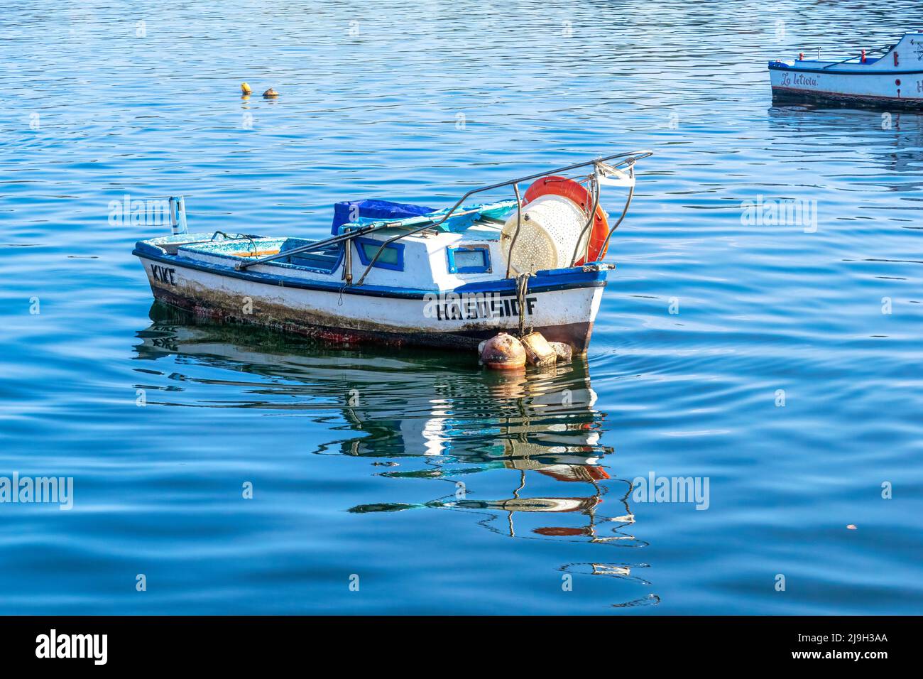 Small fishing boat in Havana bay, Cuba Stock Photo - Alamy