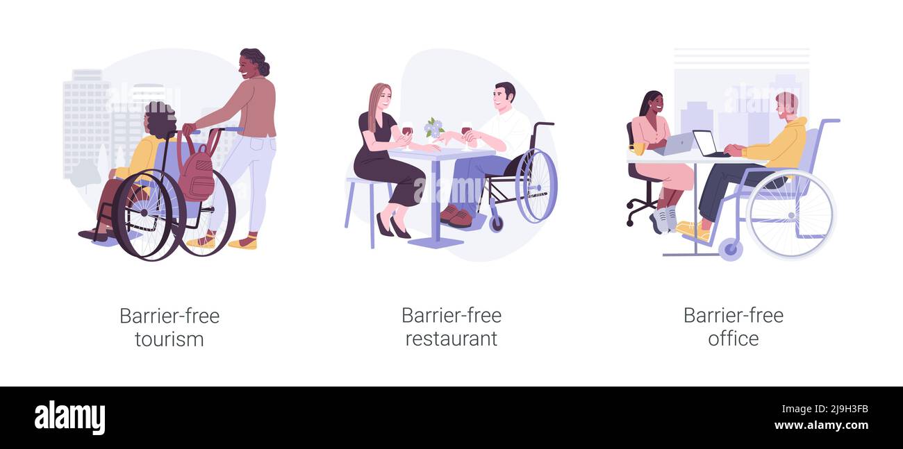 Barrier-free environment isolated cartoon vector illustrations set ...