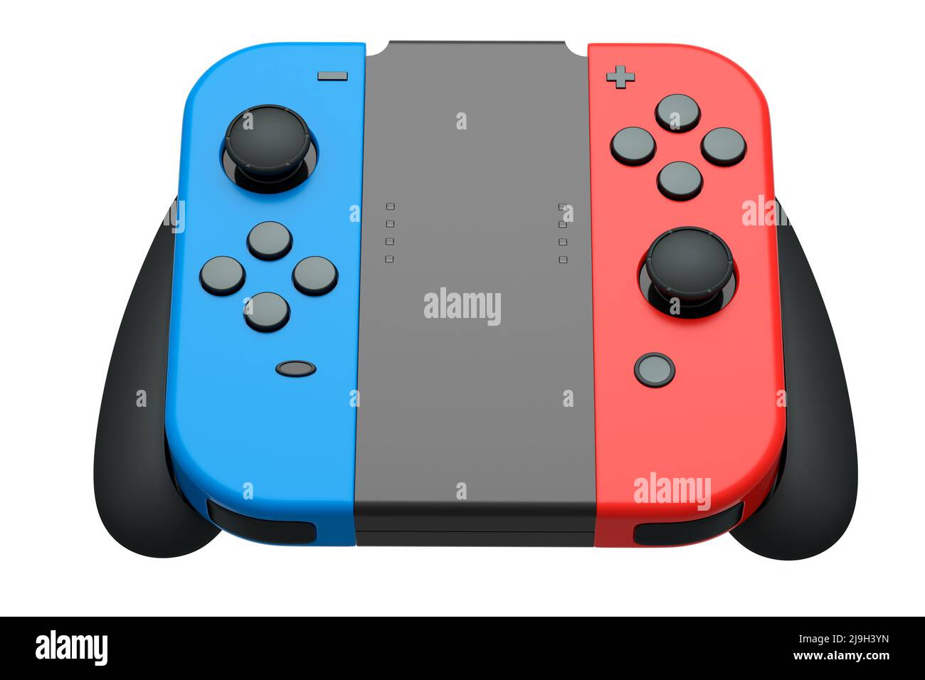 Portable video game controllers attached to touch screen on white ...