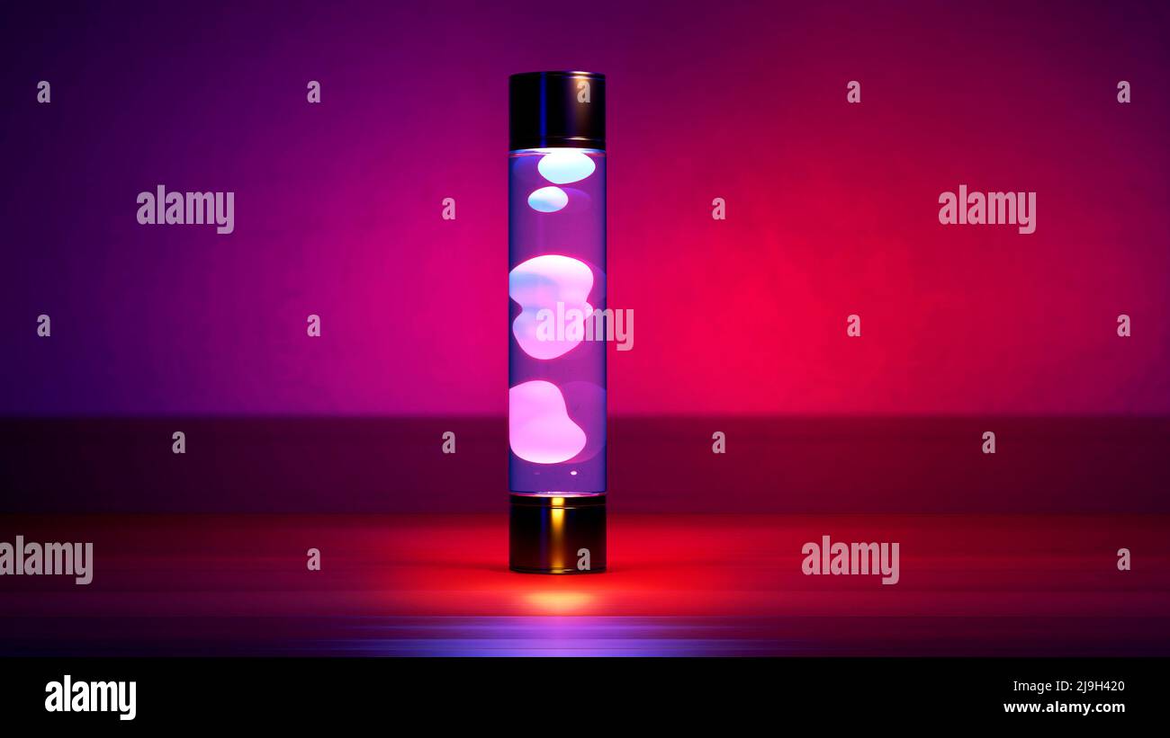 rose colorful lava lamp glowing on the floor - object 3D illustration ...