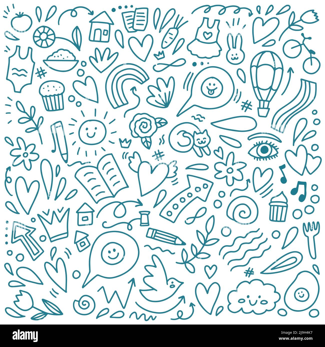 Doodle blue different objects cute set vector Stock Vector Image & Art ... Doodle blue different objects cute set vector Stock Vector Image & Art ...