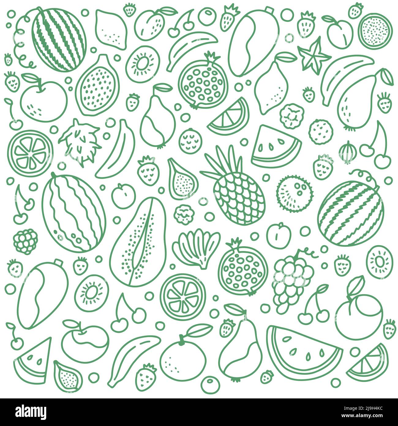 Green fruits drawing Cut Out Stock Images & Pictures - Alamy