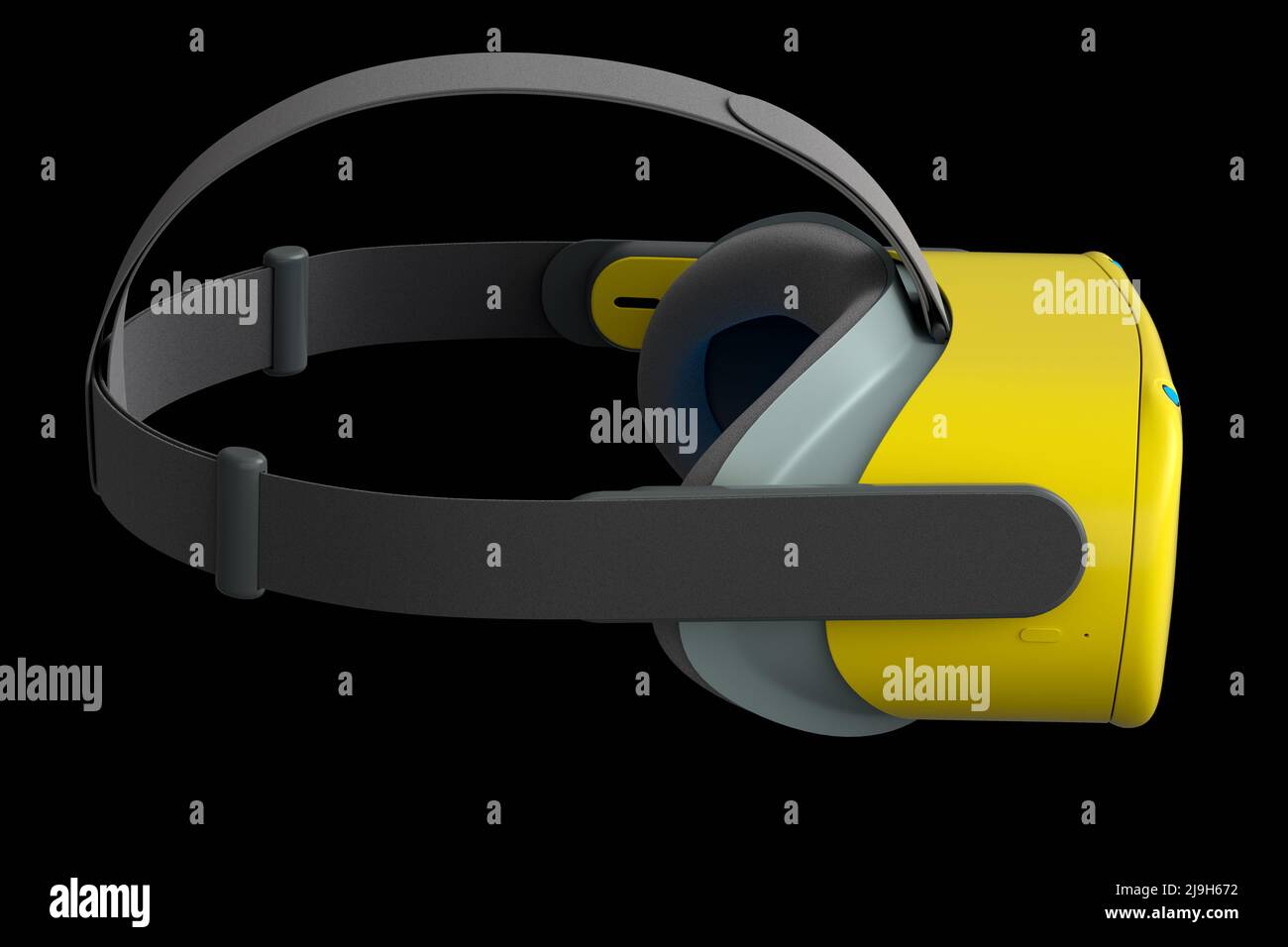 Virtual yellow reality glasses isolated on black background. 3d ...