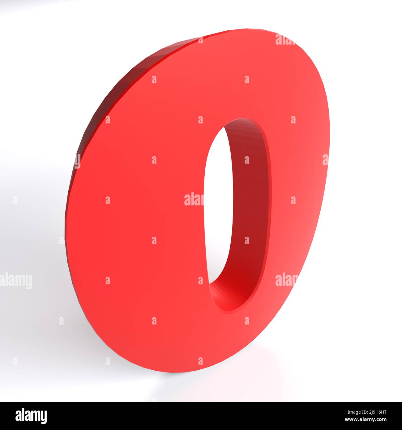 Number 0 in red color isolated on white background - 3D rendering ...