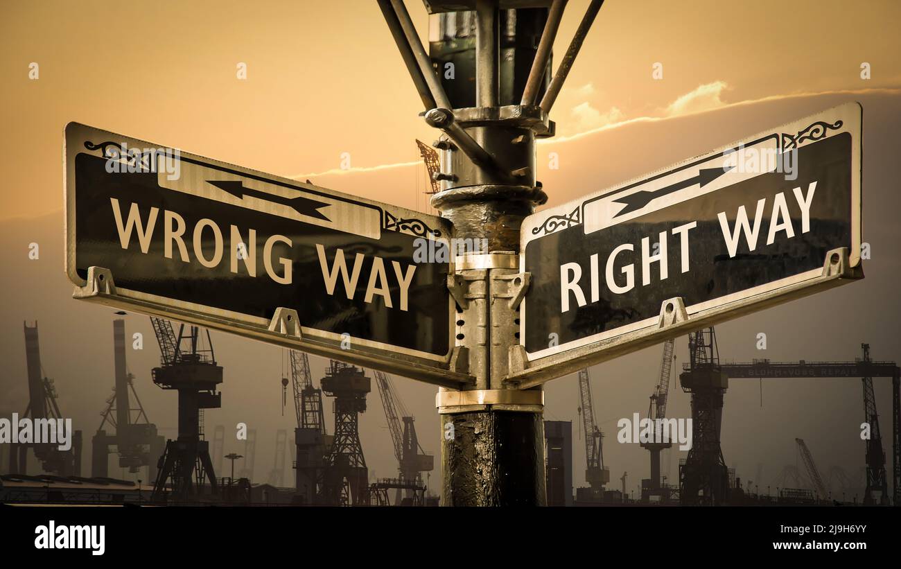 Street Sign RIGHT WAY versus WRONG WAY Stock Photo - Alamy