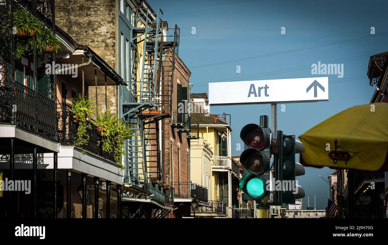 Street Sign the Direction Way to Art Stock Photo - Alamy