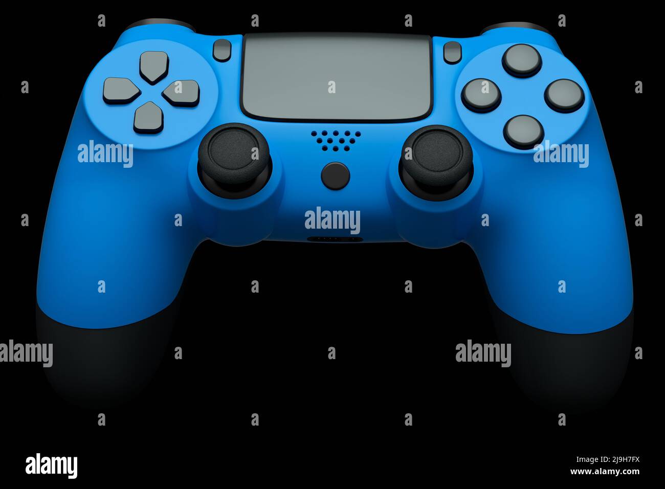 Realistic blue joystick for video game controller on black background ...