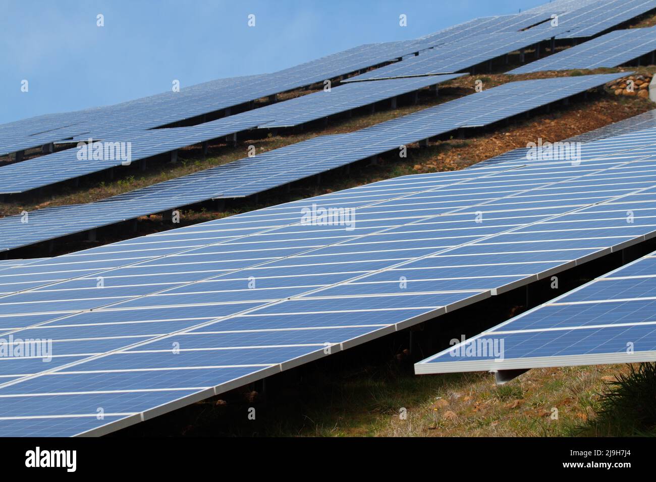Many Solar Panels on a hill on Madeira Island, Portugal Stock Photo - Alamy