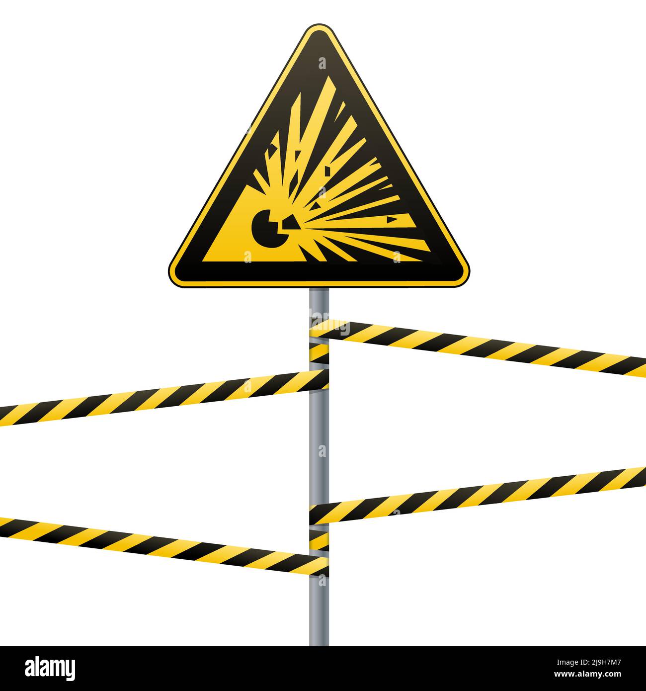 Caution - danger Warning sign safety. Explosive substances. yellow ...