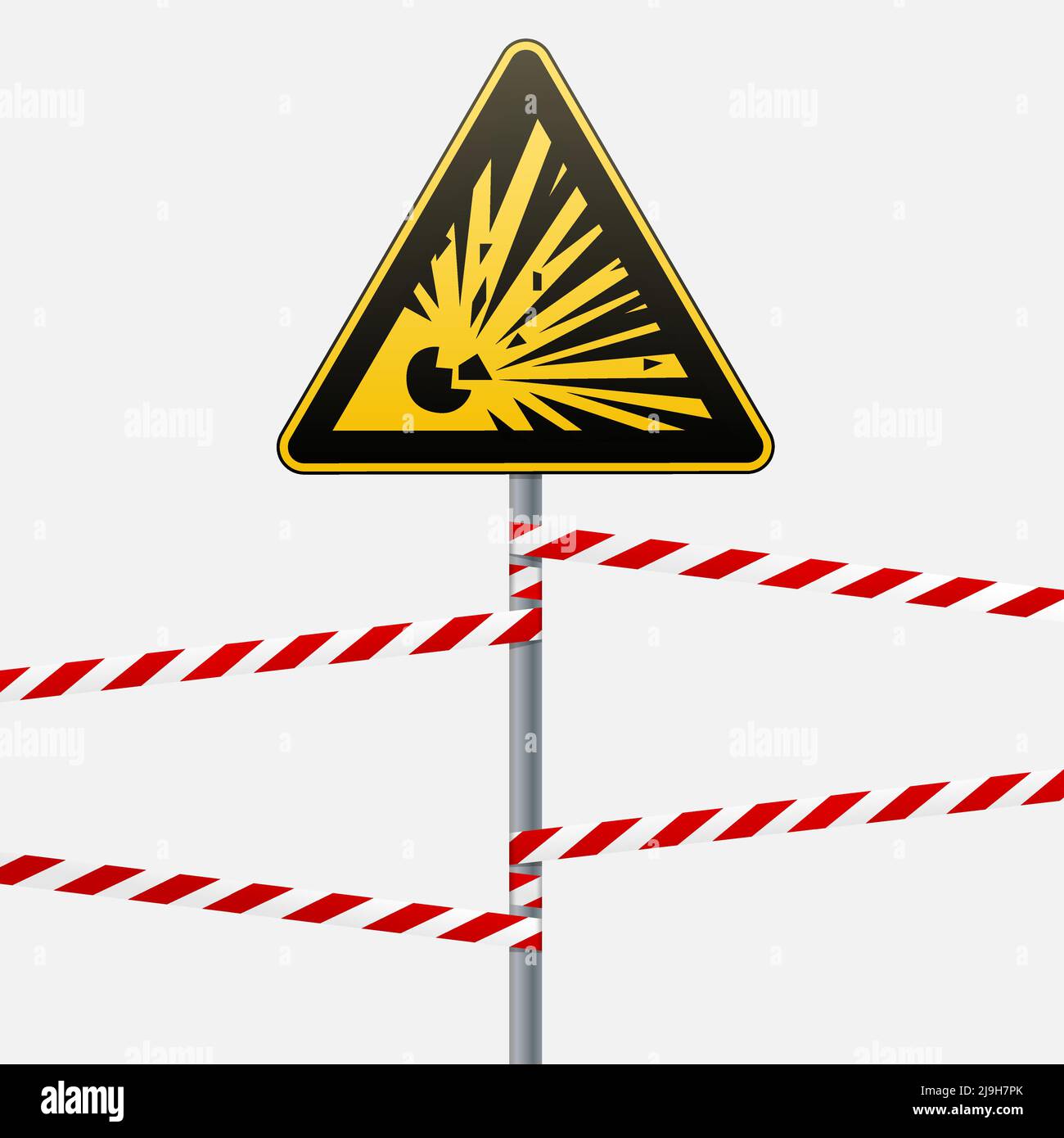 Caution - danger Warning sign safety. Explosive substances. yellow ...