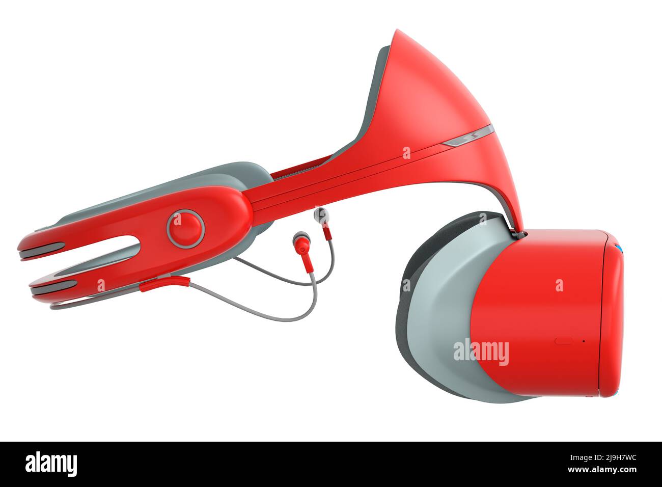 Virtual red reality glasses isolated on white background. 3d rendering ...