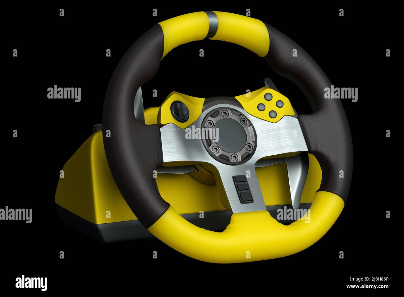 Realistic leather steering wheel isolated on a black background Stock ...