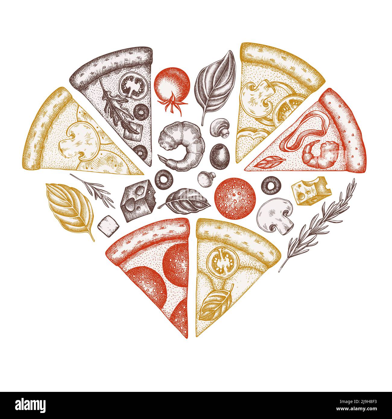 Heart Pizza Drawing