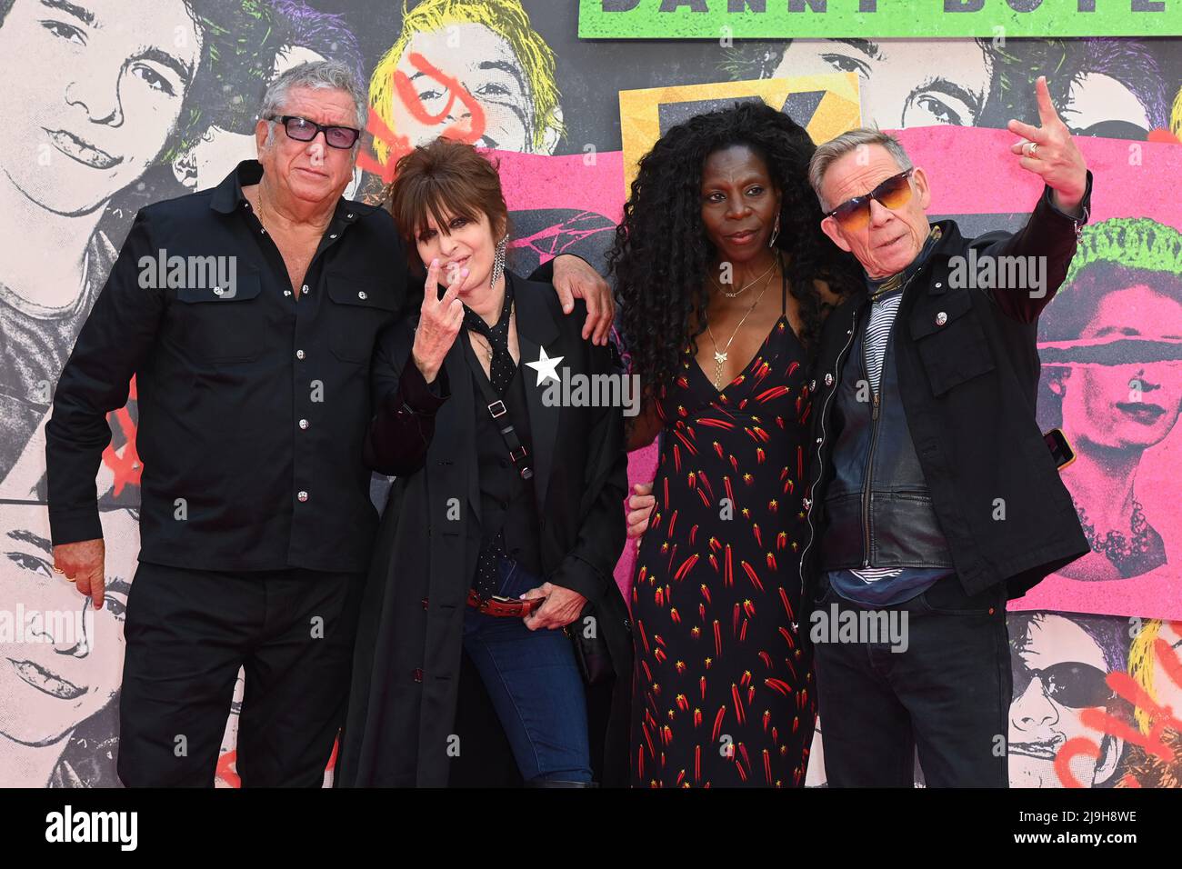 London, UK. 23 May 2022. Steve Jones, Chrissie Hynde, Jeni Cook and ...