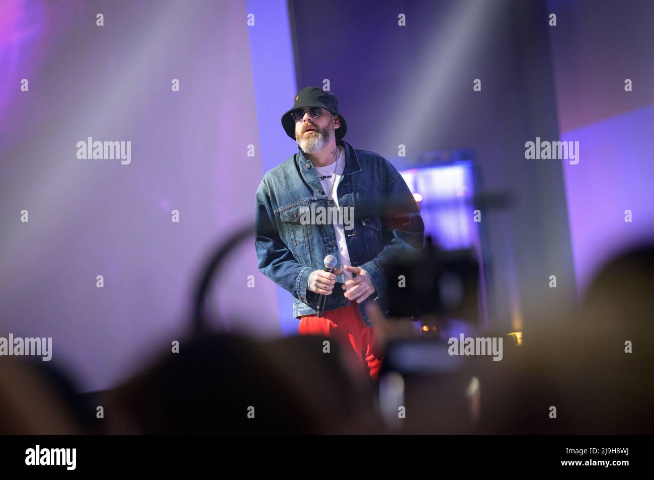 Hamburg, Germany. 18th May, 2022. Rapper Sido gestures during his ...