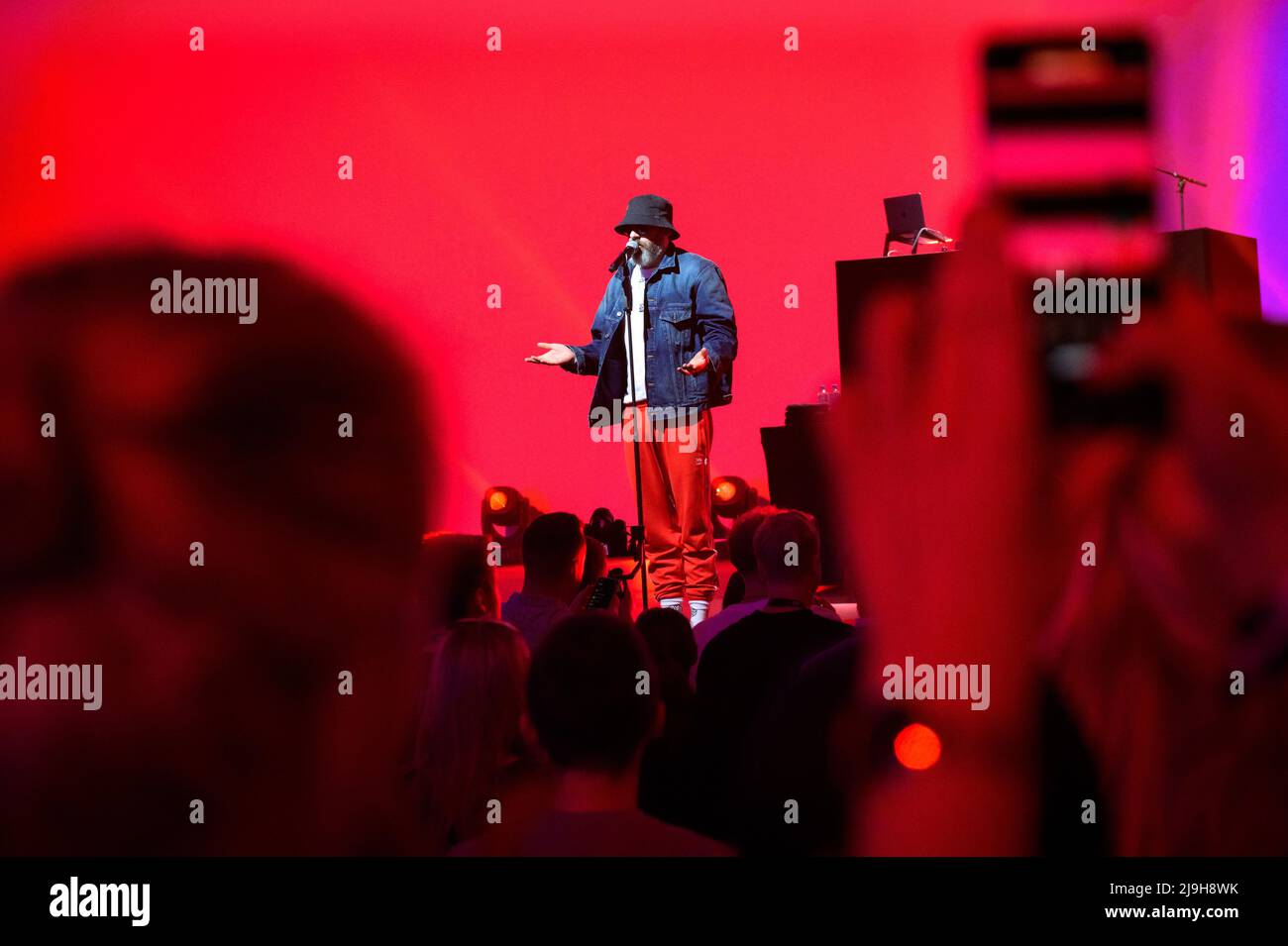 Hamburg, Germany. 18th May, 2022. Rapper Sido gestures during his ...
