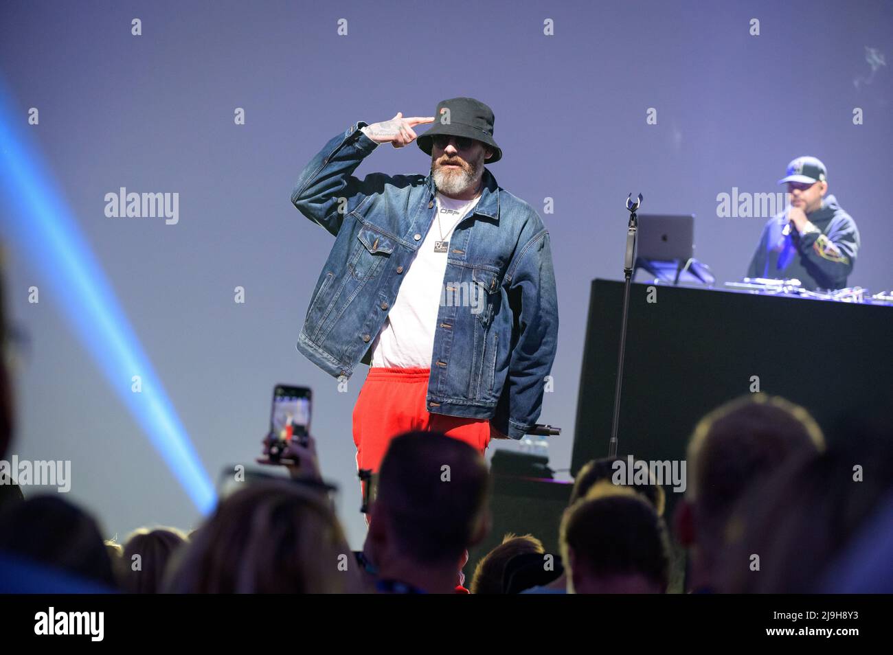Hamburg, Germany. 18th May, 2022. Rapper Sido holds his hand in the ...