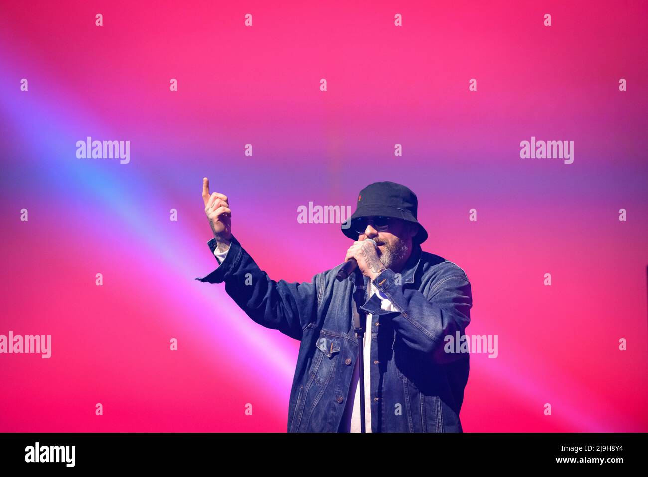 Hamburg, Germany. 18th May, 2022. Rapper Sido gestures during his ...