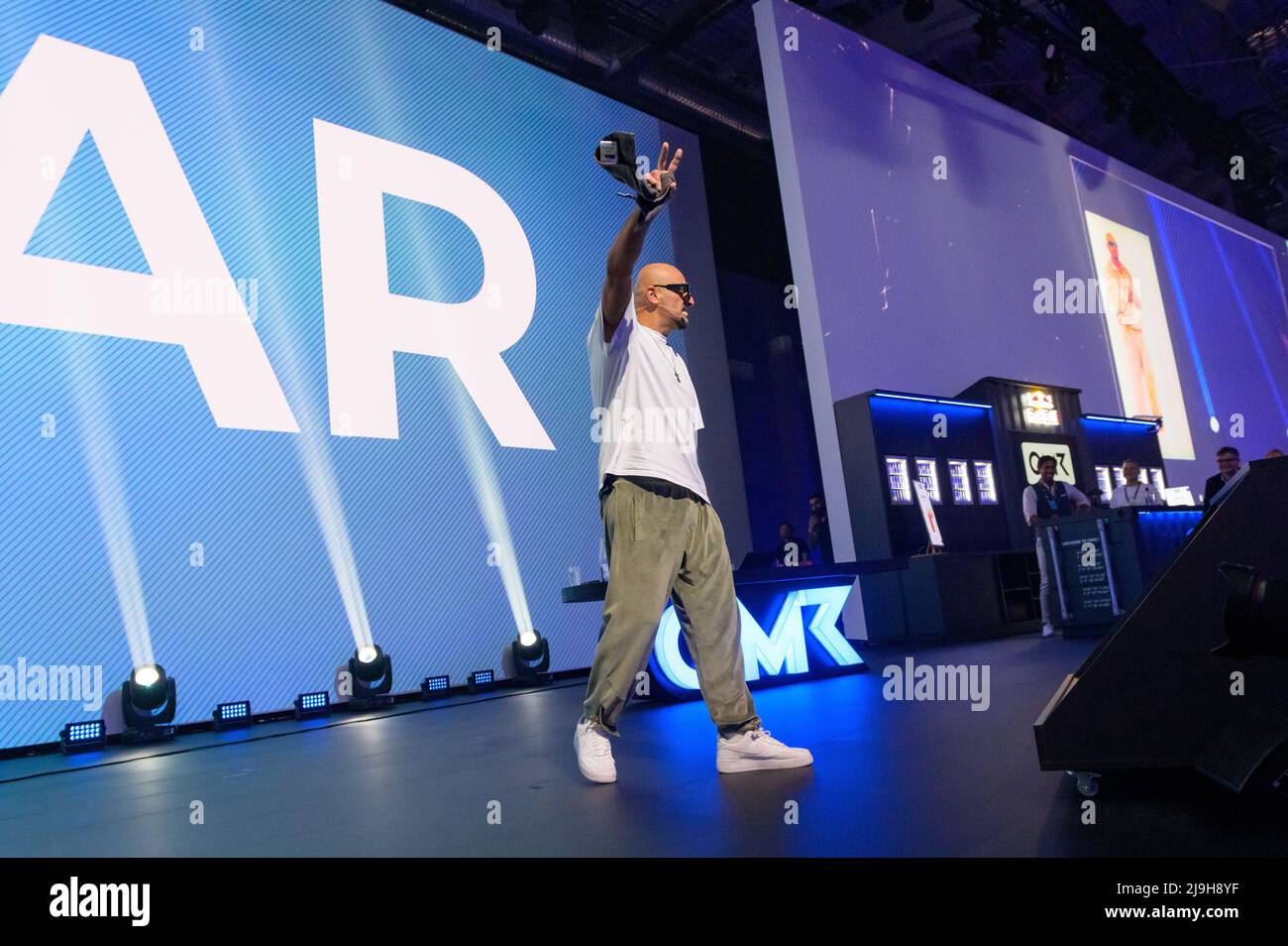 Hamburg, Germany. 18th May, 2022. Rapper Xatar takes to the stage for ...