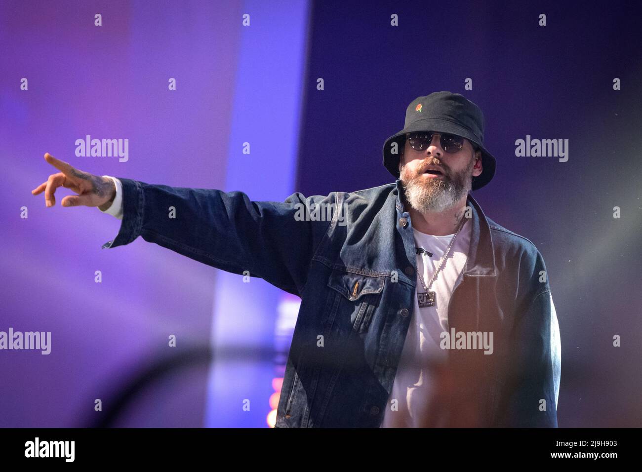 Hamburg, Germany. 18th May, 2022. Rapper Sido gestures during his ...