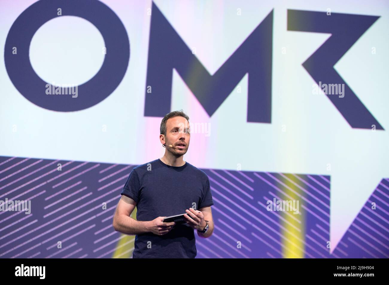 Hamburg, Germany. 18th May, 2022. OMR CEO Philipp Westermeyer moderates ...