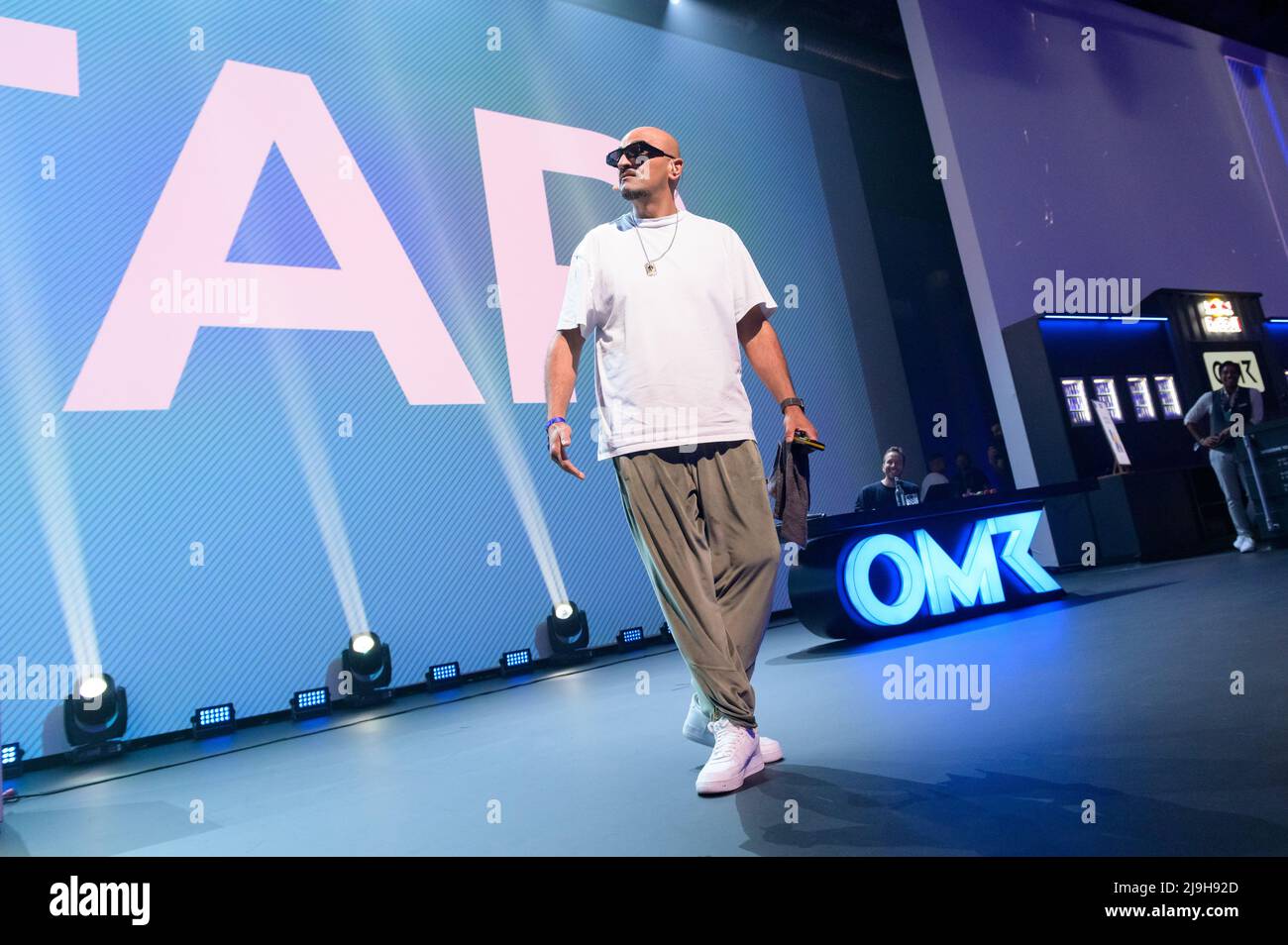 Hamburg, Germany. 18th May, 2022. Rapper Xatar takes to the stage for ...
